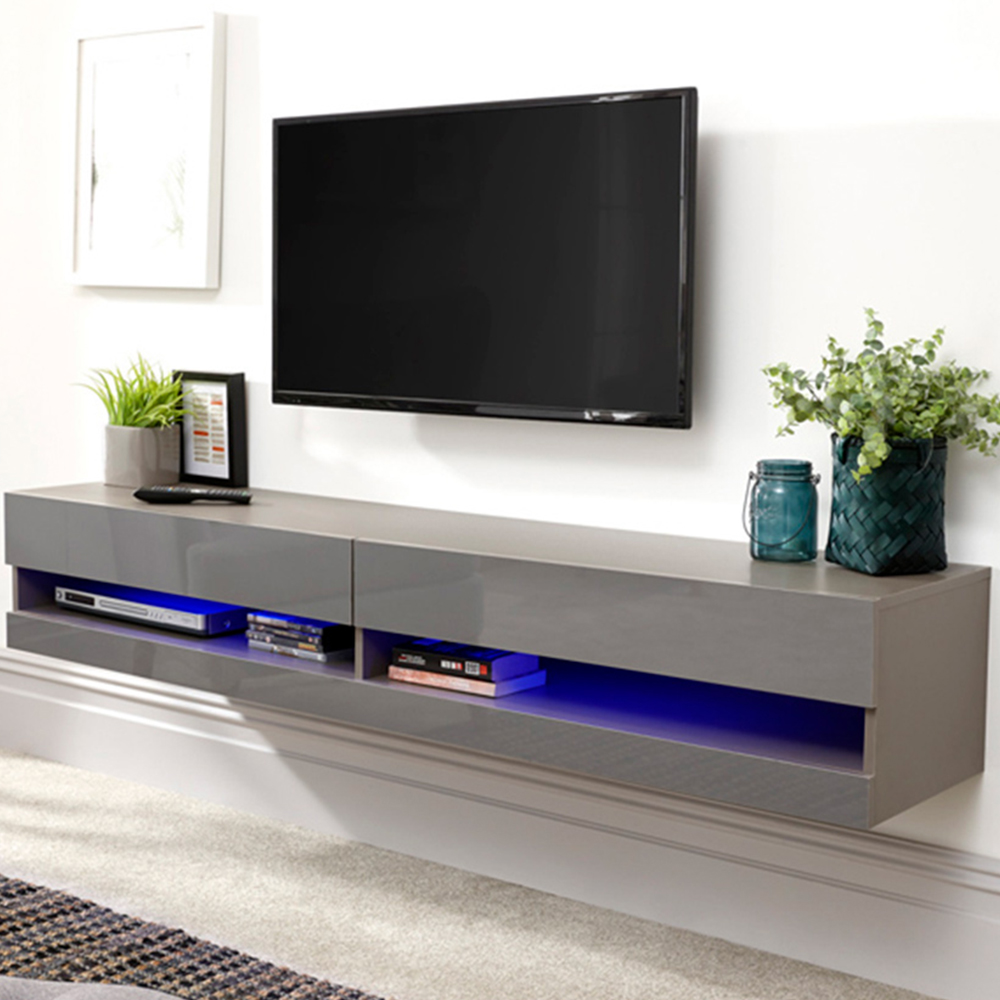 GFW Galicia Grey Large Wall TV Unit with LED | Wilko