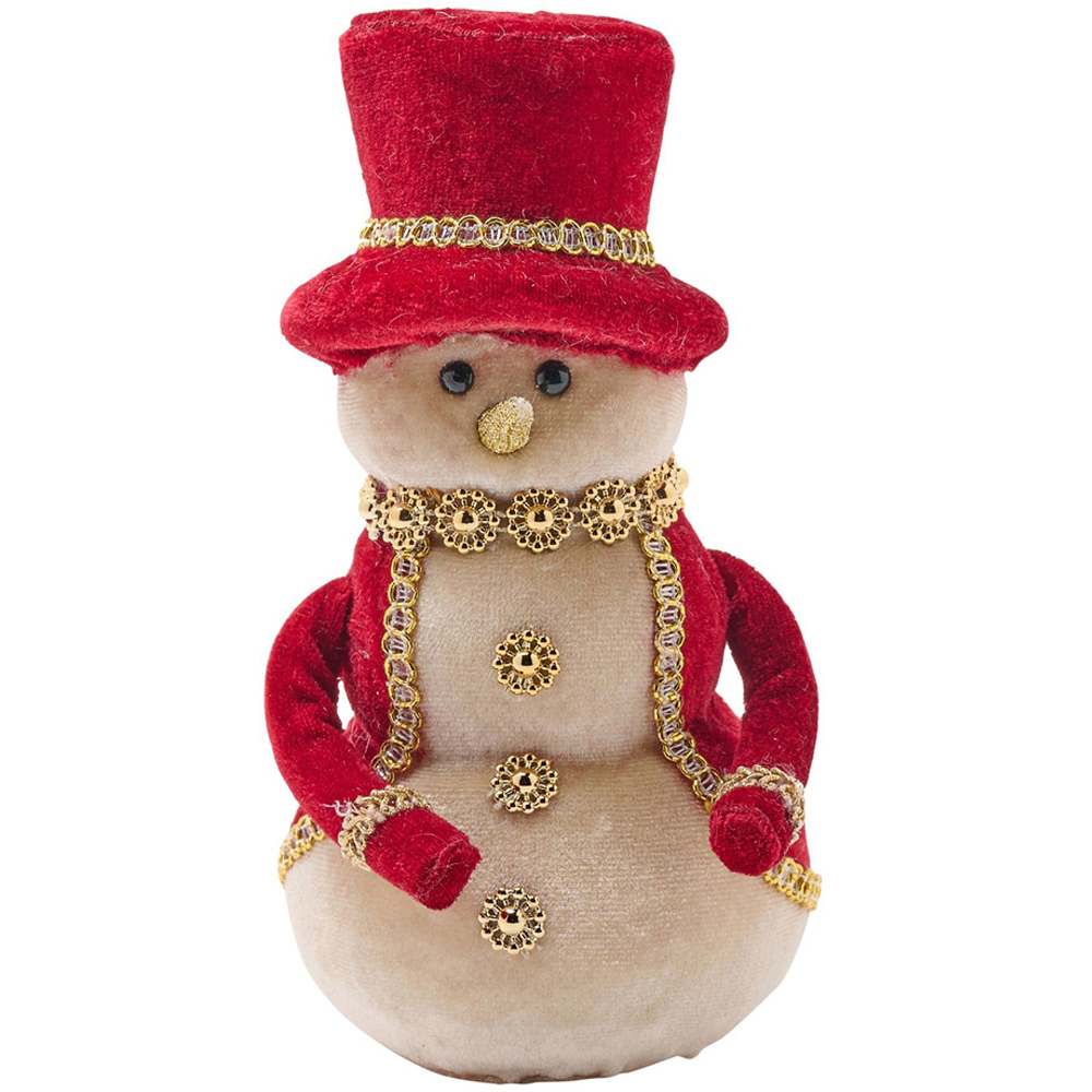 The Christmas Gift Co Red Velvet snowman Decoration | Wilko