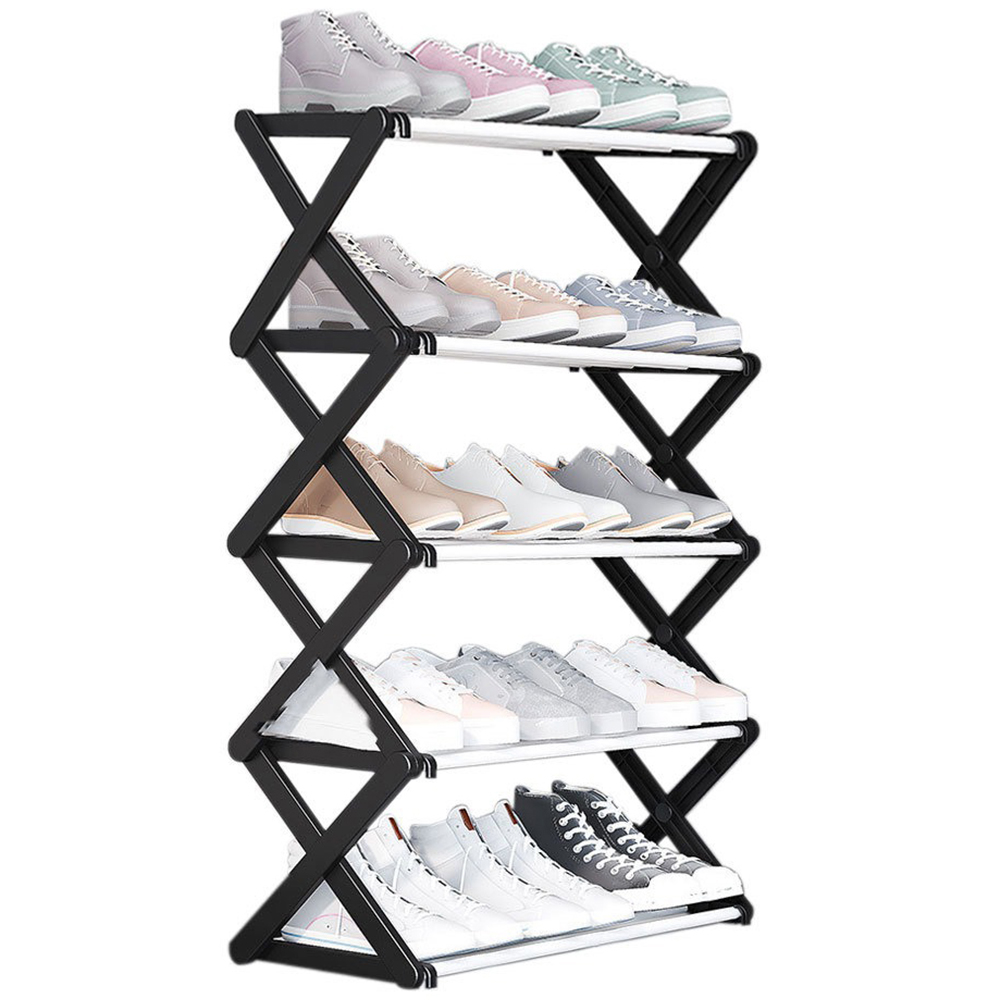 Living and Home 5 Tier Foldable Metal Shoe Rack | Wilko