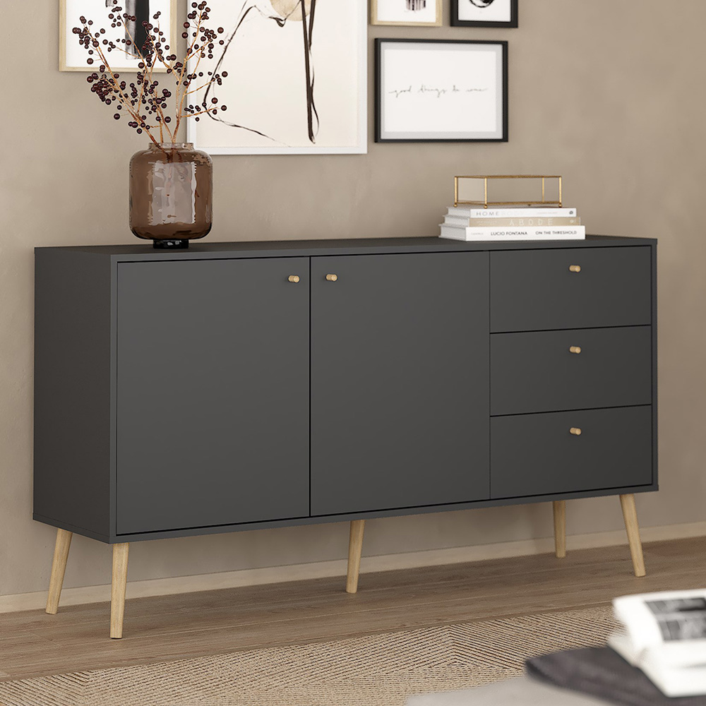 Florence Cumbria 2 Doors 3 Drawers Dark Grey Sideboard | Wilko