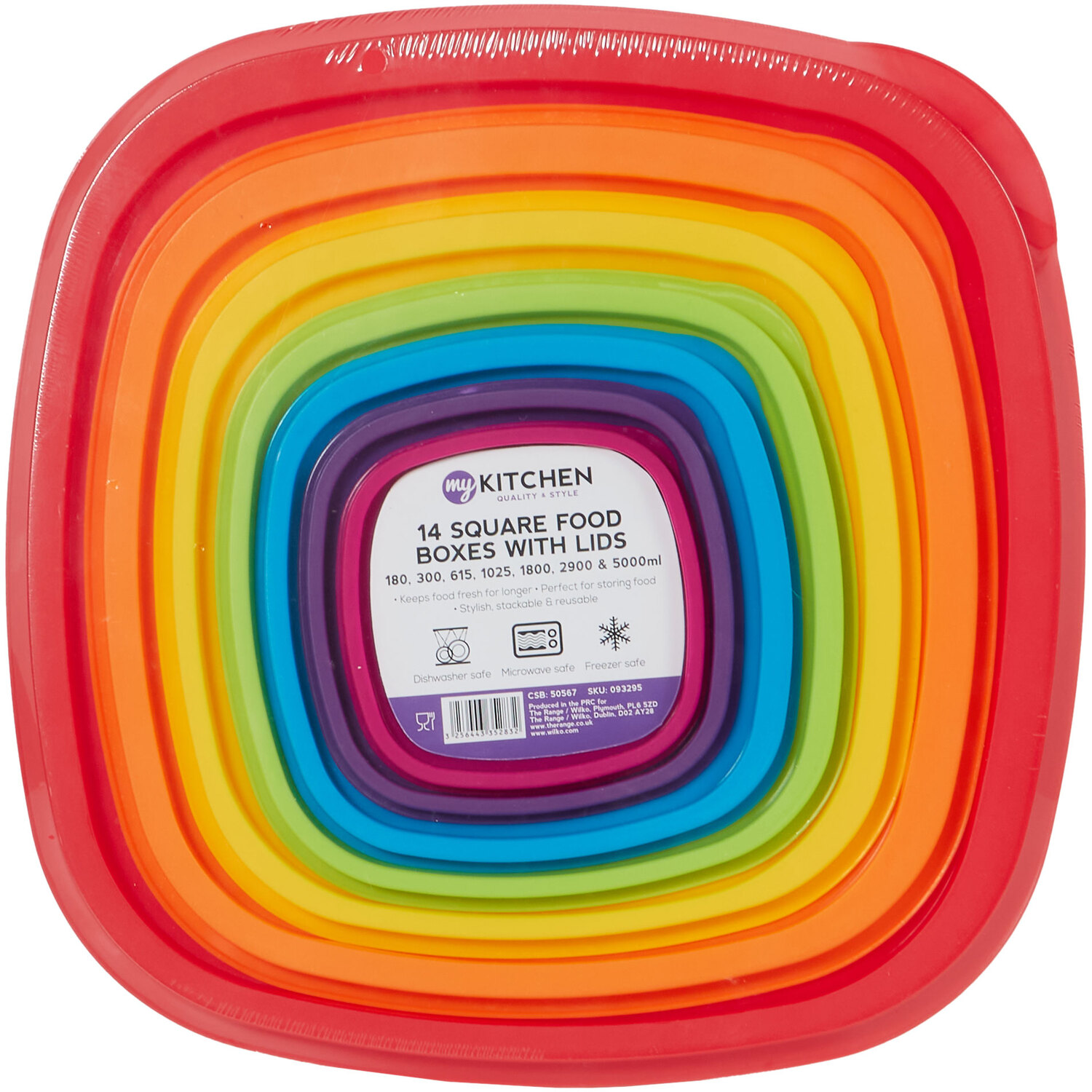 Pack of 14 Square Food Boxes with Lids | Wilko