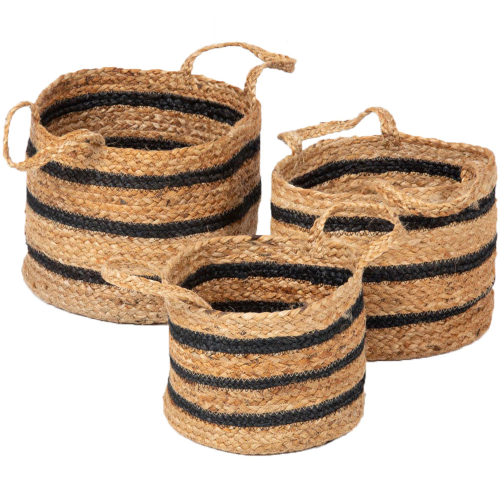 Barnsbury Black Jute Storage Basket Set of 3 | Wilko