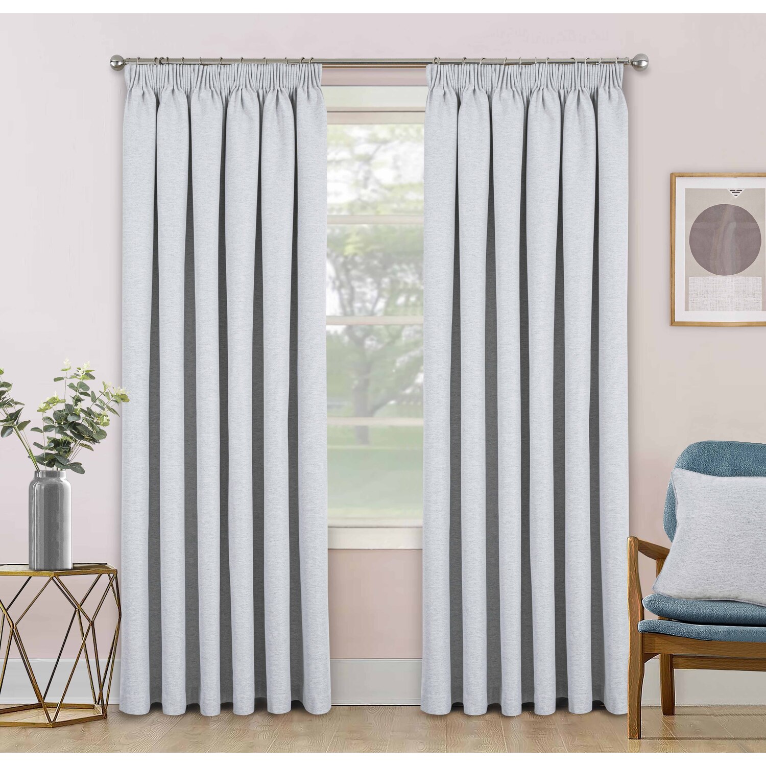 Divante Dusk Blackout Thermal Curtains - Silver / 137cm / 168cm | Wilko