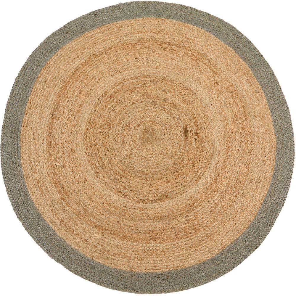 Origins Jute Border Sage Green Round Rug 150cm | Wilko