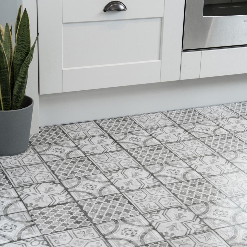 d-c-fix Moroccan Grey Sticky Back Vinyl Floor Tile 33 Pack | Wilko