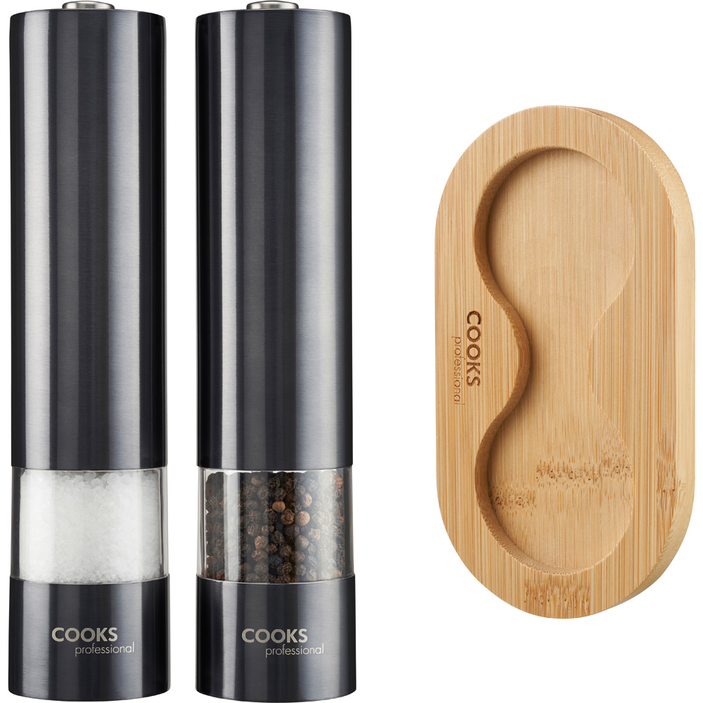 Cooks Professional Electric Graphite Salt and Pepper Mill Grinder with ...