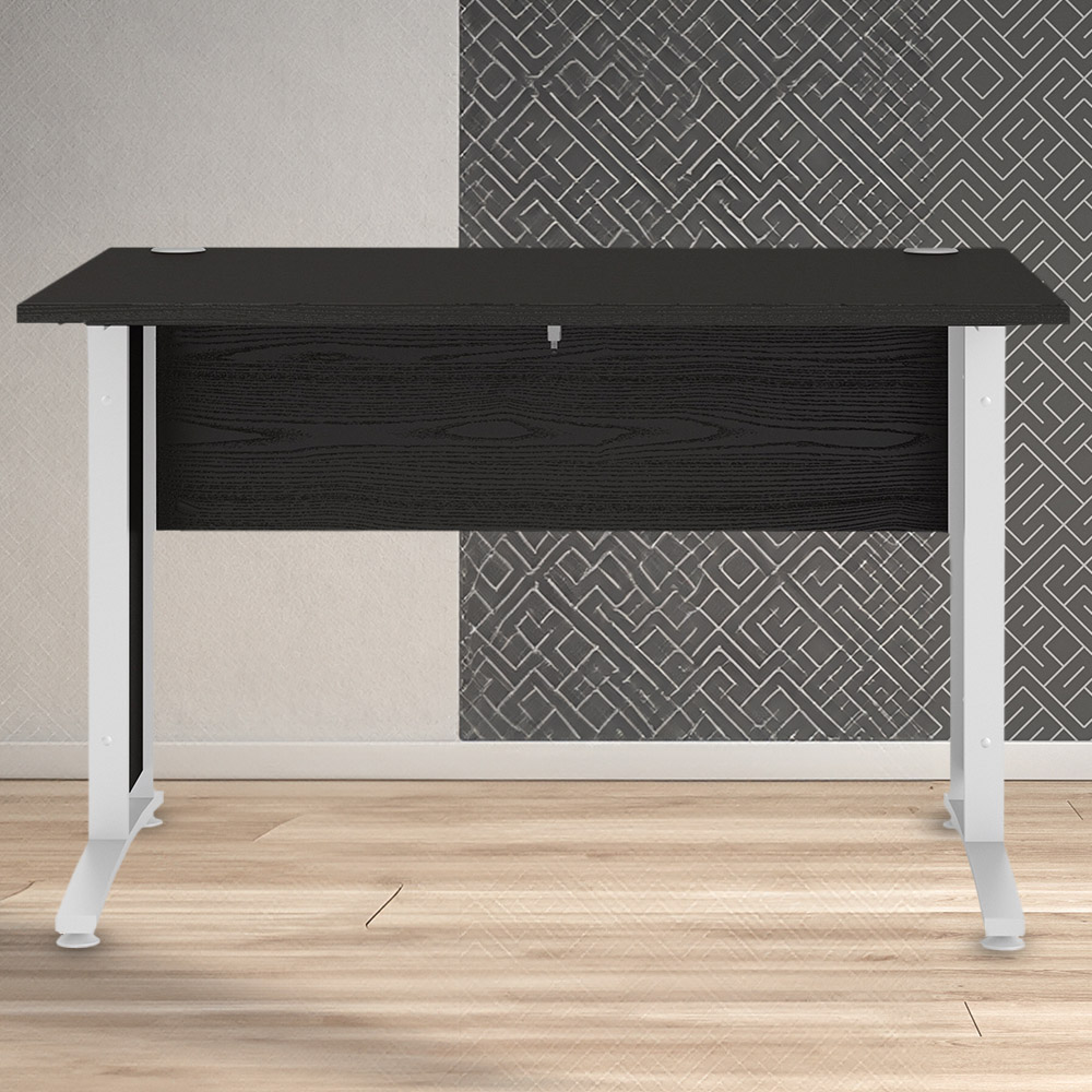 Florence Wooden and Steel 120cm Desk Black Woodgrain and White | Wilko
