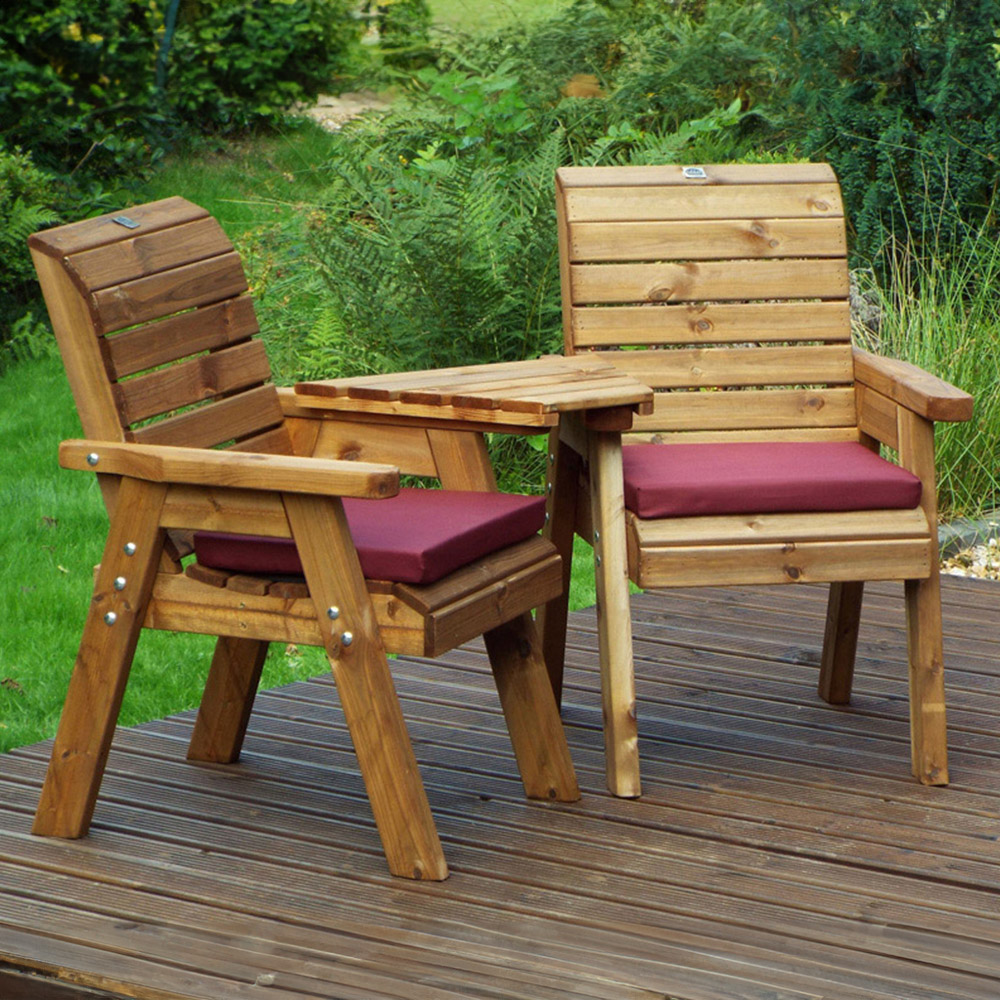 Charles Taylor 2 Seater Angled Companion Seat with Red Cushions | Wilko