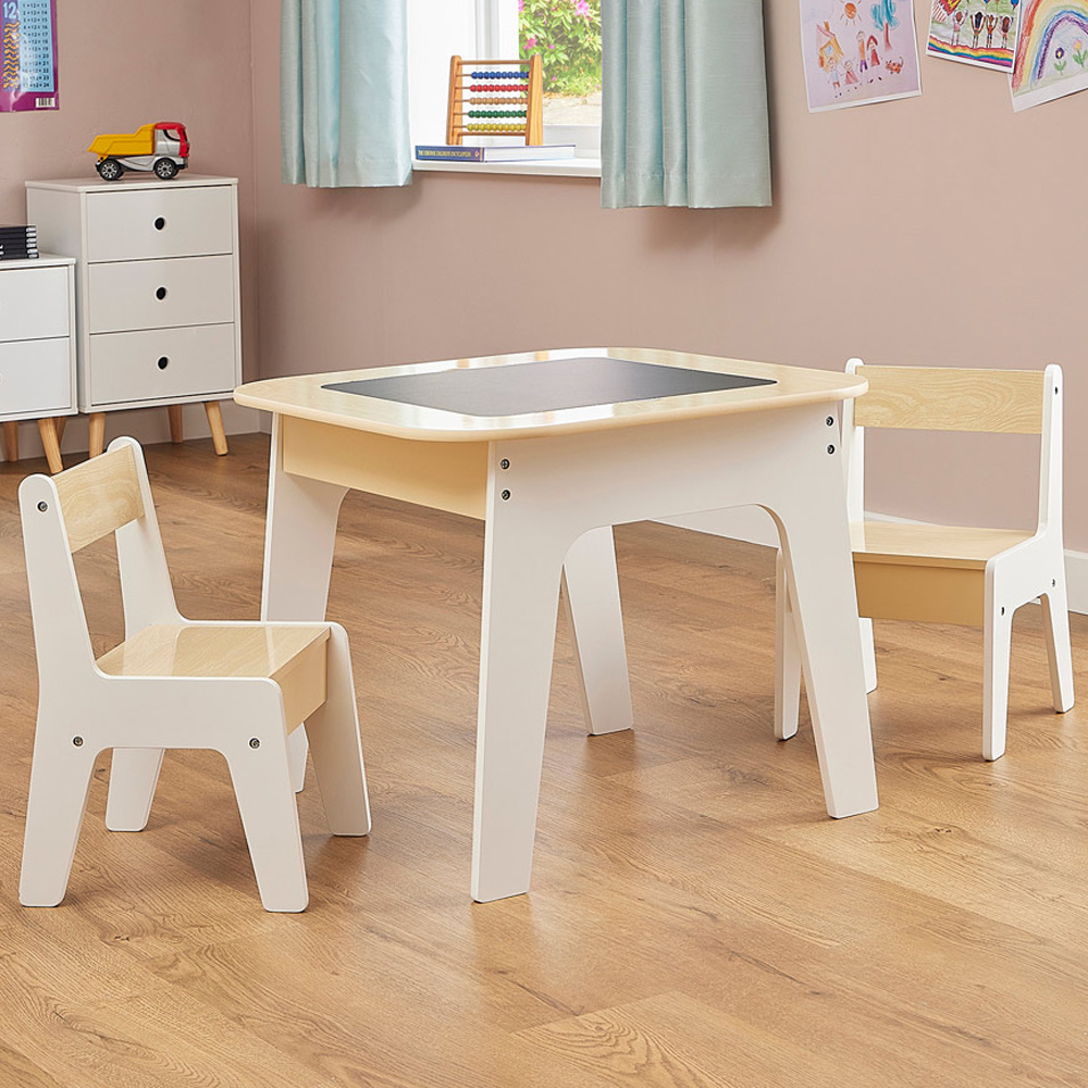 Liberty House Toys 3-in-1 White and Wood Kids Storage Table and Chair ...