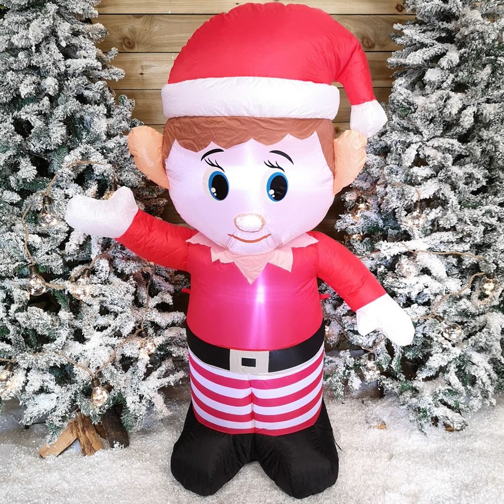 Samuel Alexander Elf Light Up Inflatable Christmas Decoration 6ft | Wilko