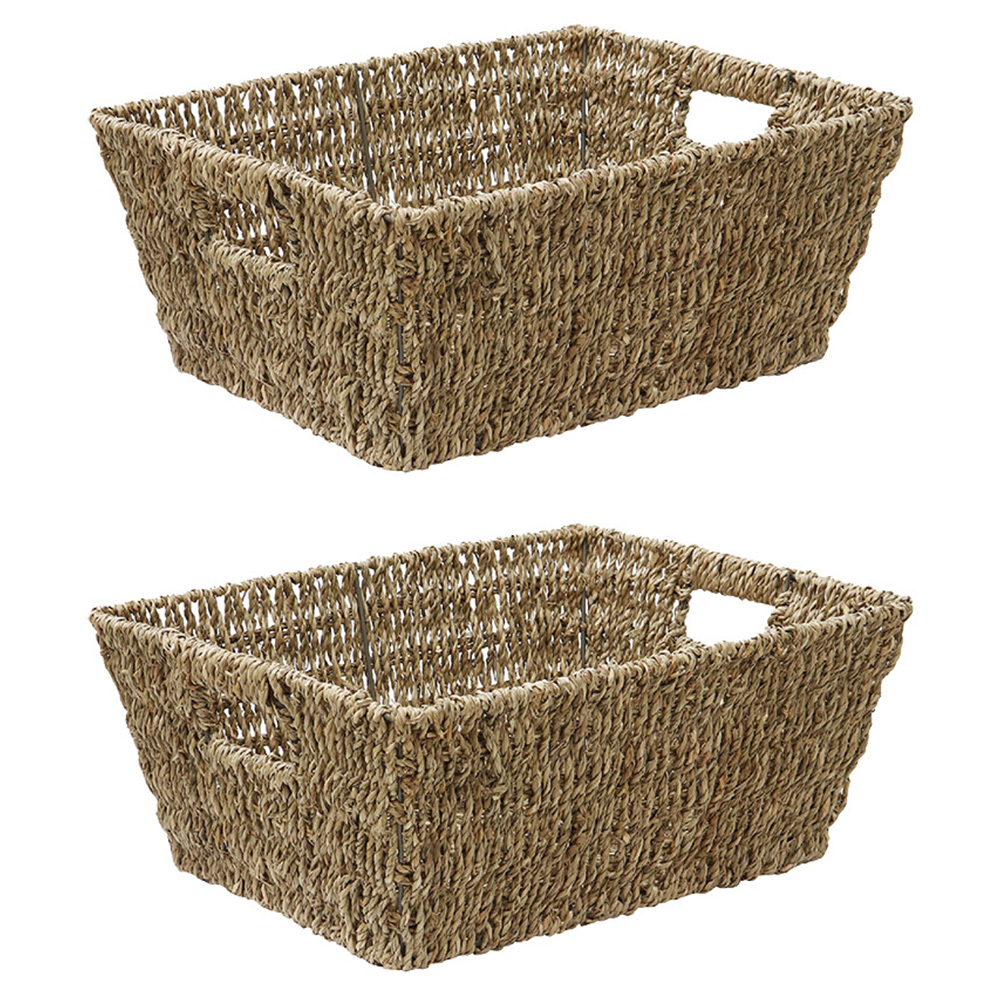 JVL Seagrass Rectangular Storage Basket 2 Pack | Wilko